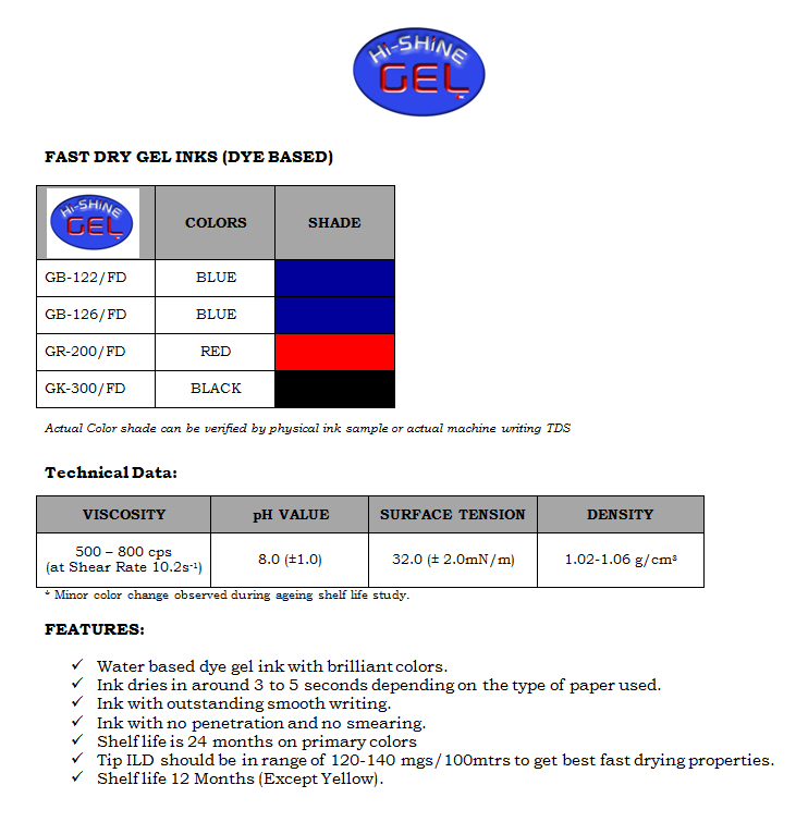 1.FAST DRY GEL INKS ( DYE BASED) – Welcome Hishineinks