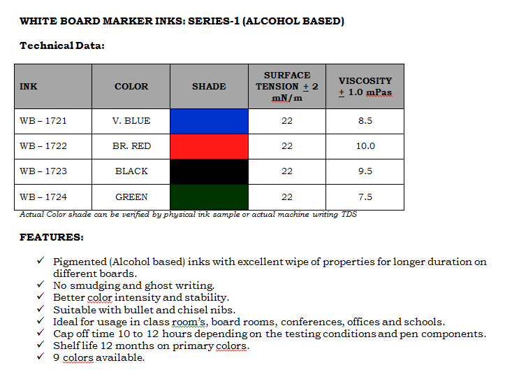 3.WHITE BOARD MARKER INKS SERIES-1 (ALCOHOL BASED) – Welcome Hishineinks