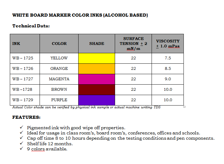 5.WHITE BOARD MARKER COLOR INKS (ALCOHOL BASED) – Welcome Hishineinks