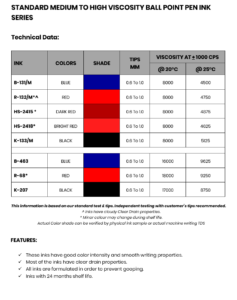3.STANDARD MEDIUM TO HIGH VISCOSITY BALL POINT PEN INK SERIES – Welcome ...