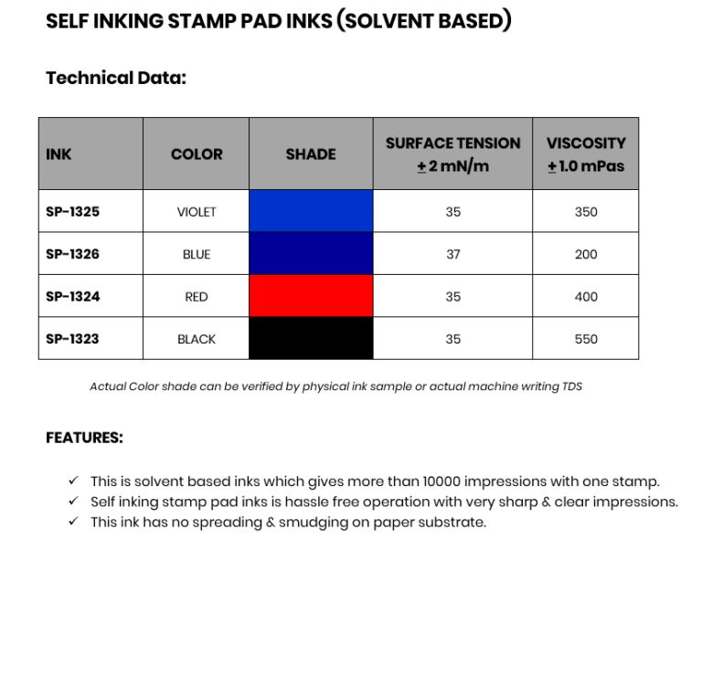 7.SELF INKING STAMP PAD INKS (SOLVENT BASED) – Welcome Hishineinks