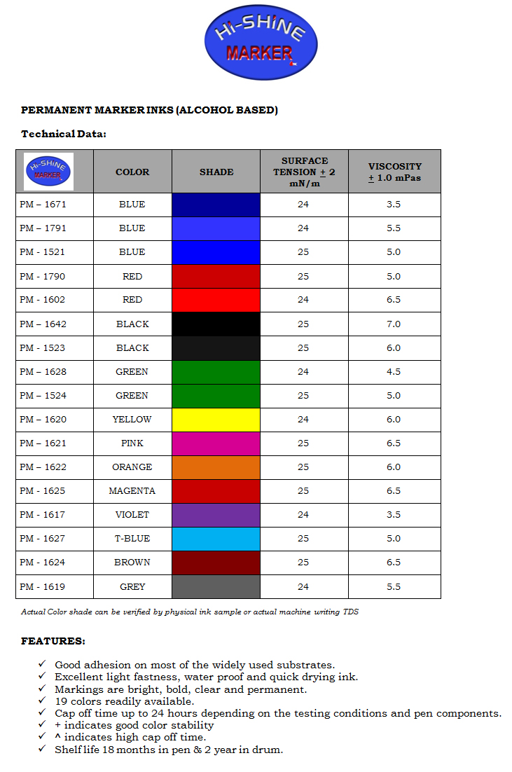PERMANENT MARKER INKS (ALCOHOL BASED) – Welcome Hishineinks