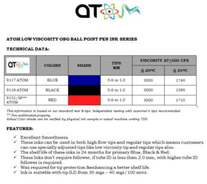 ATOM SERIES LOW VISCOSITY BALL PEN INKS – Welcome Hishineinks